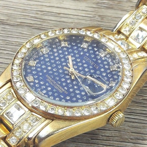 Geneva | Accessories | Mens Geneva Watch Gold Tone Blue Dial Simulate ...